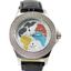 uBargain-Jewelry World Map Diamond 50mm Bezel Silver Tone Black Leather ...