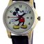 Disney #MCK870 Mickey Mouse Moving Hands Cream Gold Dial Black Leather ...