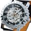 ESS Man Black Dial Leather Luxury Stainless Steel Skeleton Hand-Wind Up ...